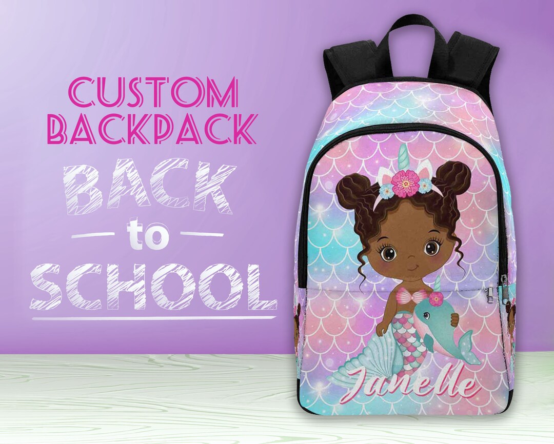 Personalized Afro Girl Backpack for Kids, Custom Pink Girl School Bag ...