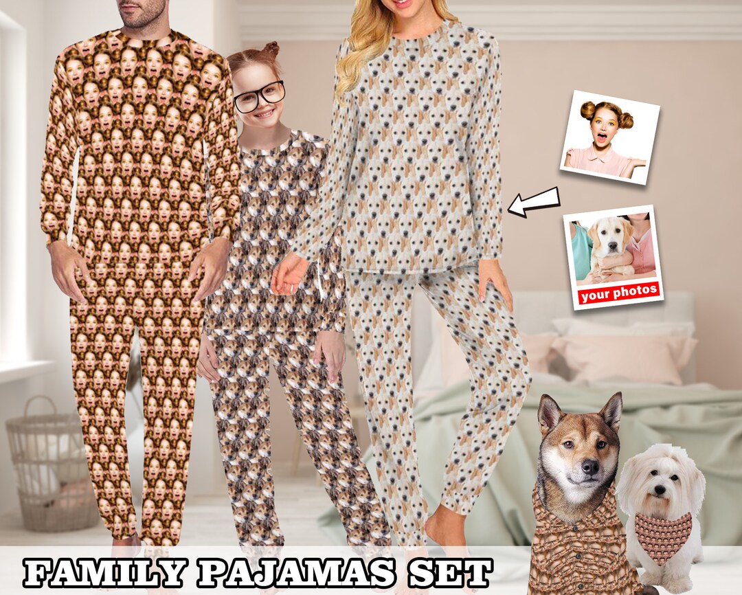 Personalized Pet Dogs Cats Pajamas, Custom Photo Pajama Set, Family ...