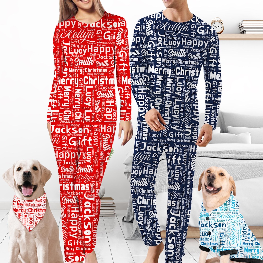 Custom Pajamas With Text, Name Monogram Sleepwear, Custom Initial ...