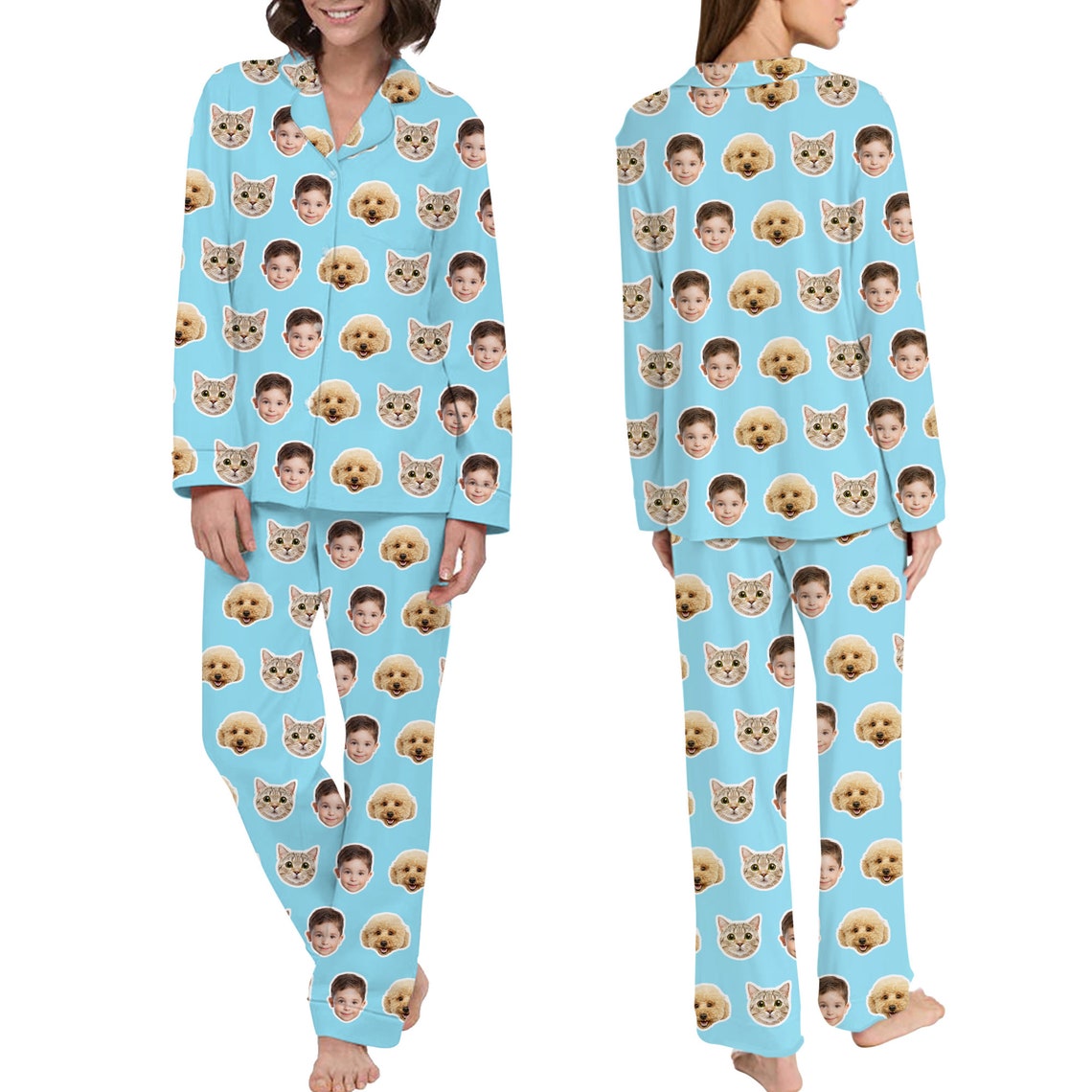 Custom Pajamas Matching Pet Owner Set Personalized Photo - Etsy