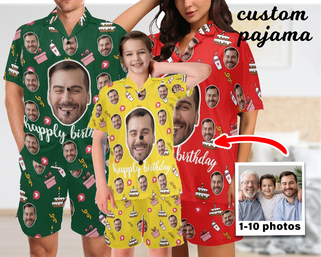 Custom Birthday Pajamas, Personalized Photo Pajamas Set, Family Pajamas ...