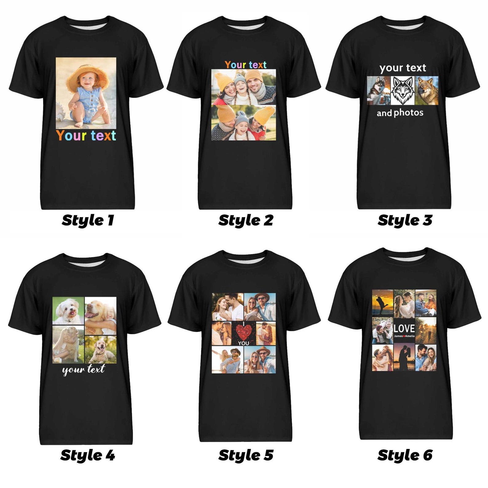 Custom Photo Collage T-shirt: Personalized Design, All Over Print - Etsy
