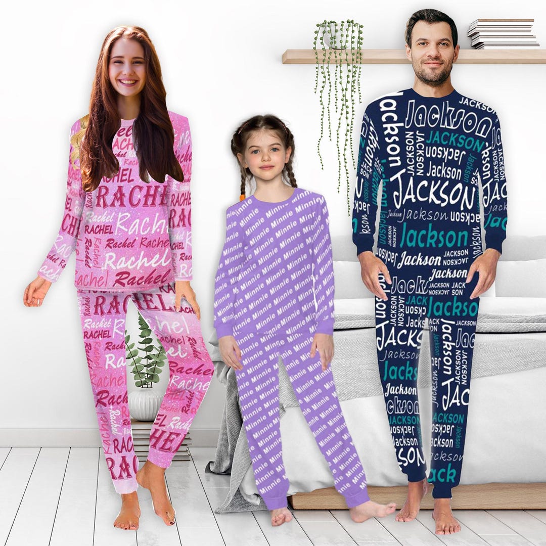 Custom Name Pajamas, Name Monogram Sleepwear, Custom Initial Pajamas ...