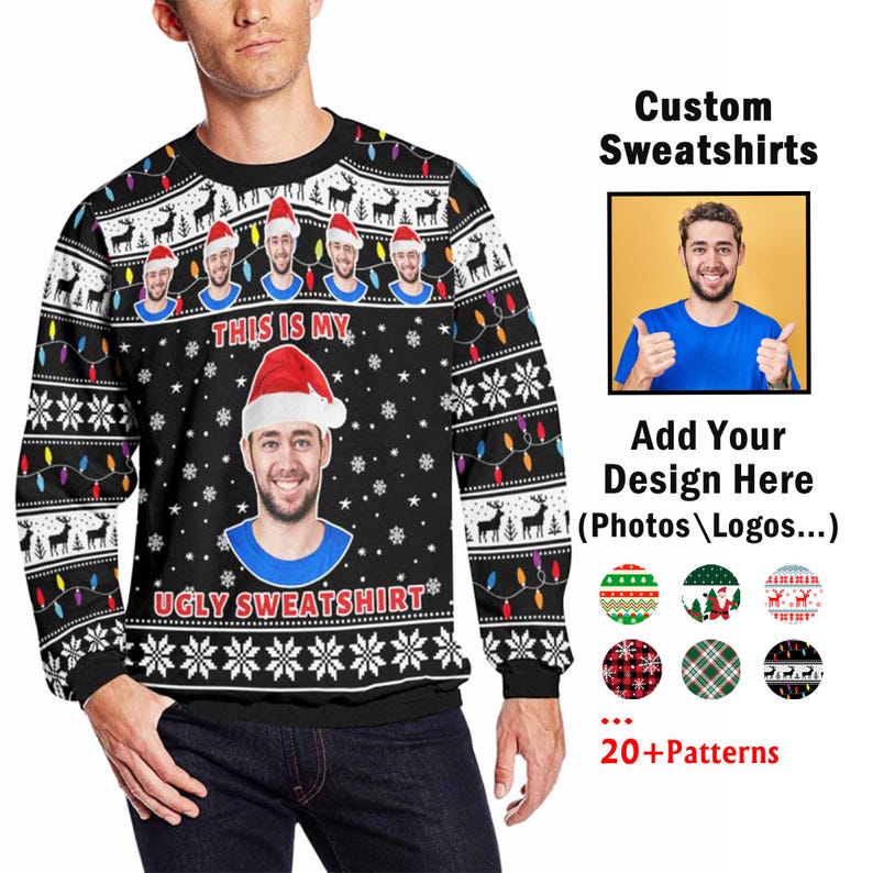 Custom Photo Ugly Christmas Sweater: Personalized Company Party ...