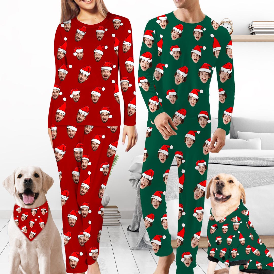 Custom Face Pajama Set, Personalized Family Matching Christmas Pjs ...