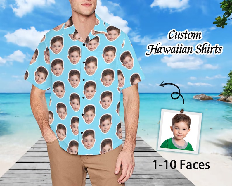 Custom Face Hawaiian Shirt: Personalized Photo Aloha Shirt - Etsy UK
