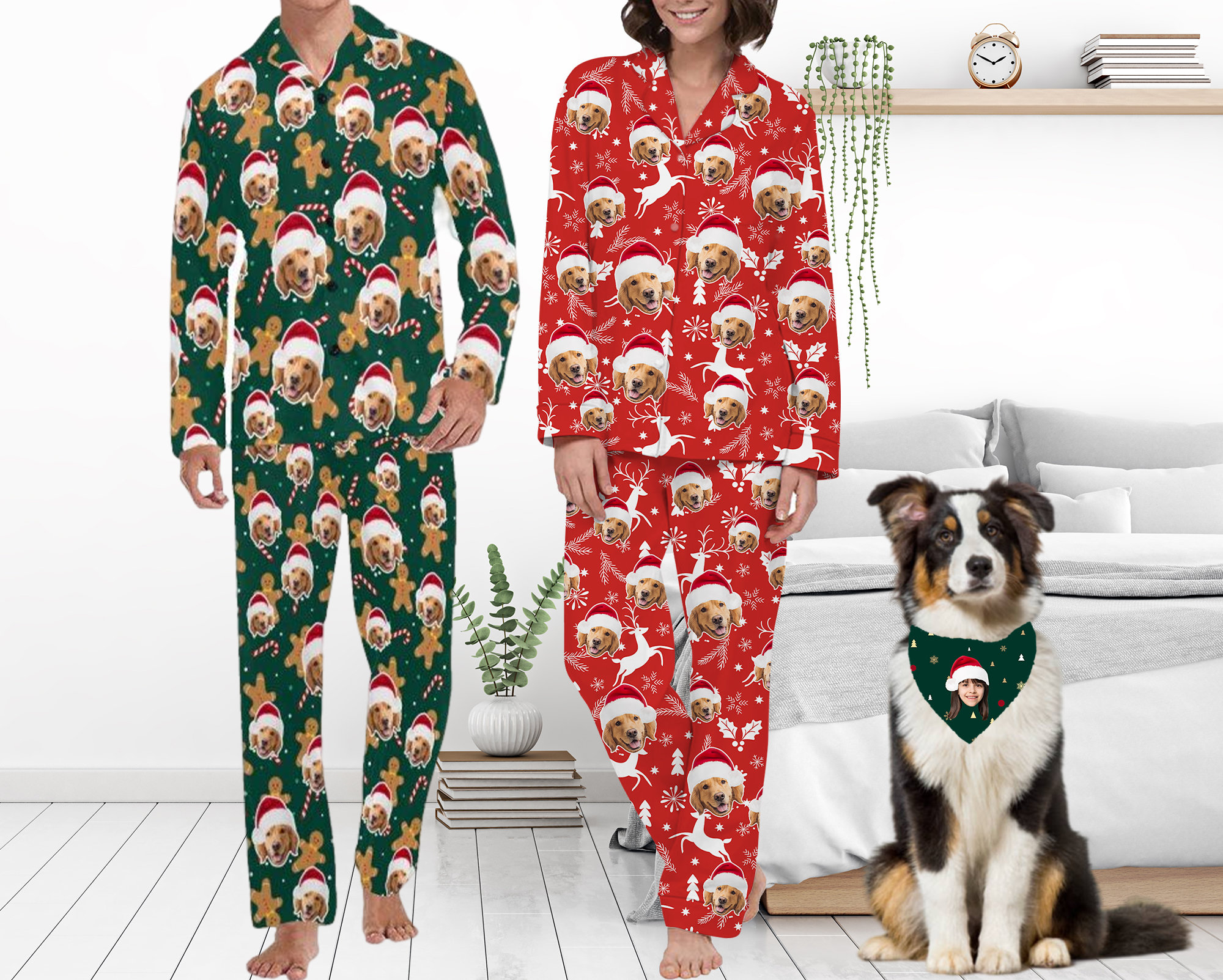Custom Dogs Cats Faces Pajamaschristmas Pajamas Pants - Etsy