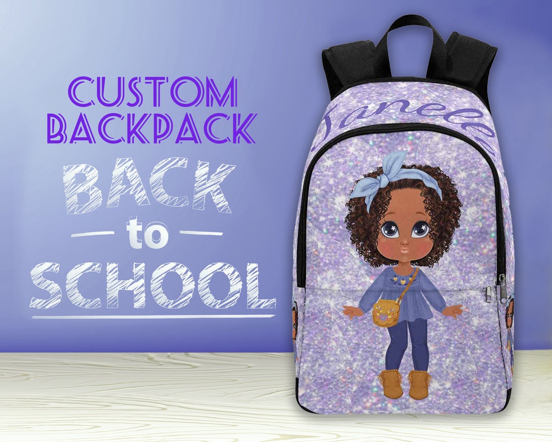 Personalized Black Girl Backpack, Custom Brown Girl Backpack, Pink ...