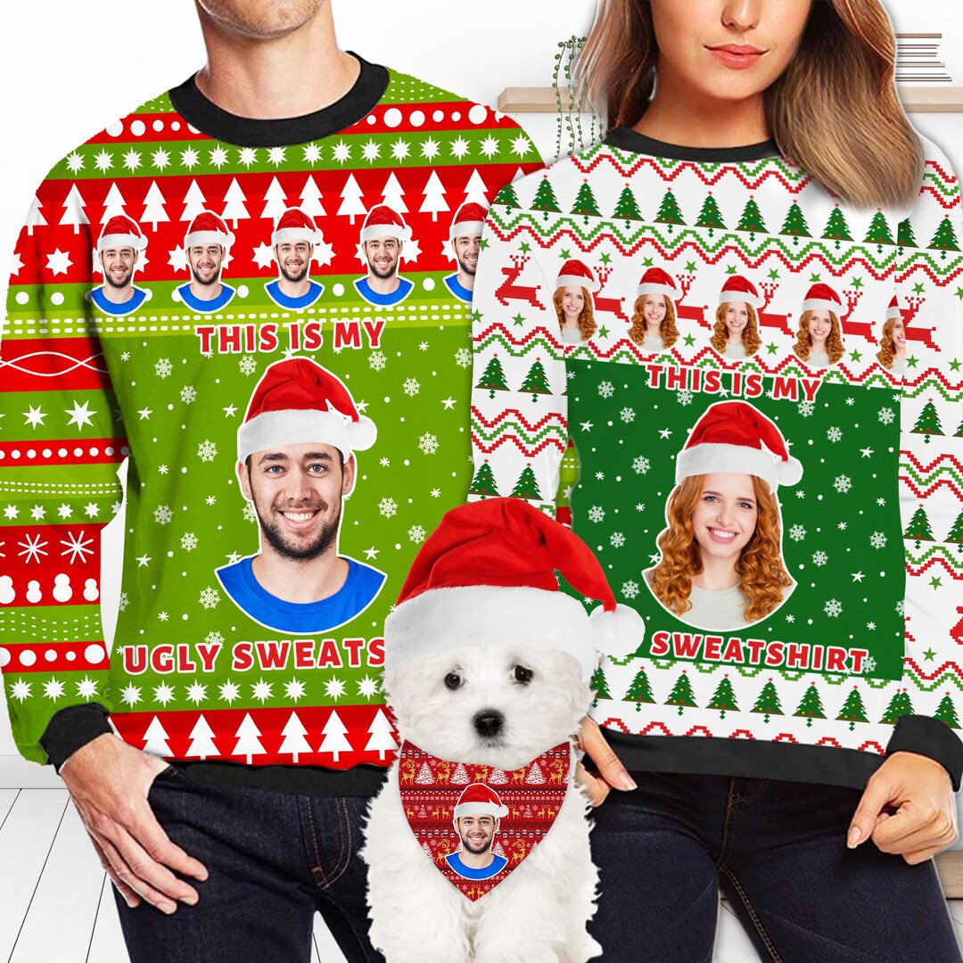 Custom Ugly Christmas Sweater With Photo Logo, Personalized Photo ...
