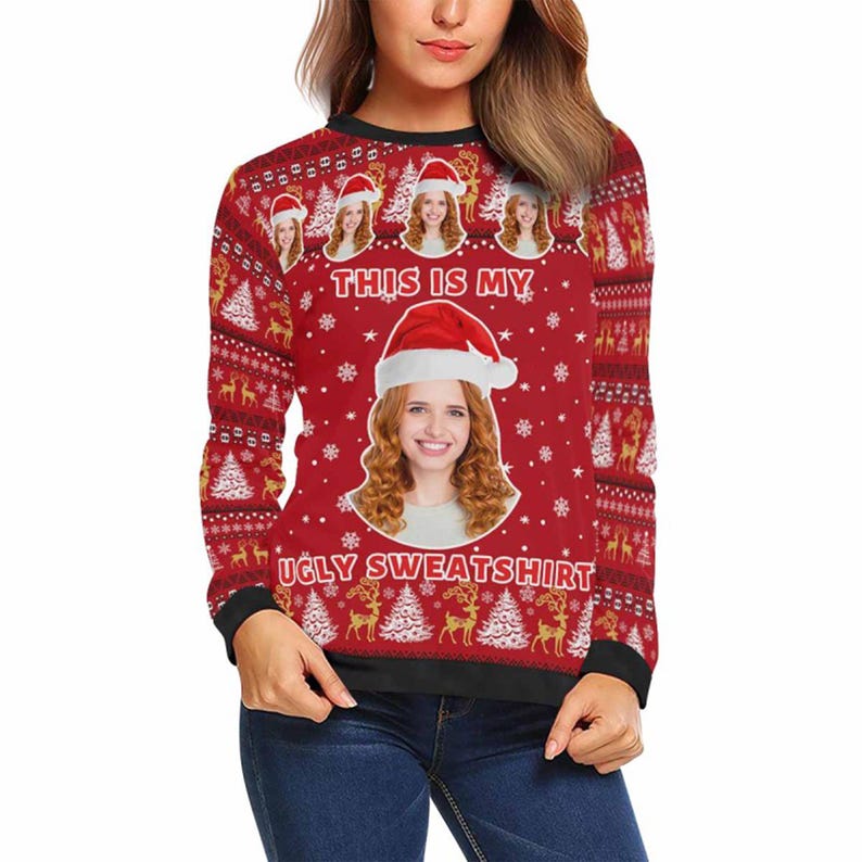 Custom Photo Ugly Christmas Sweater: Personalized Company Party ...