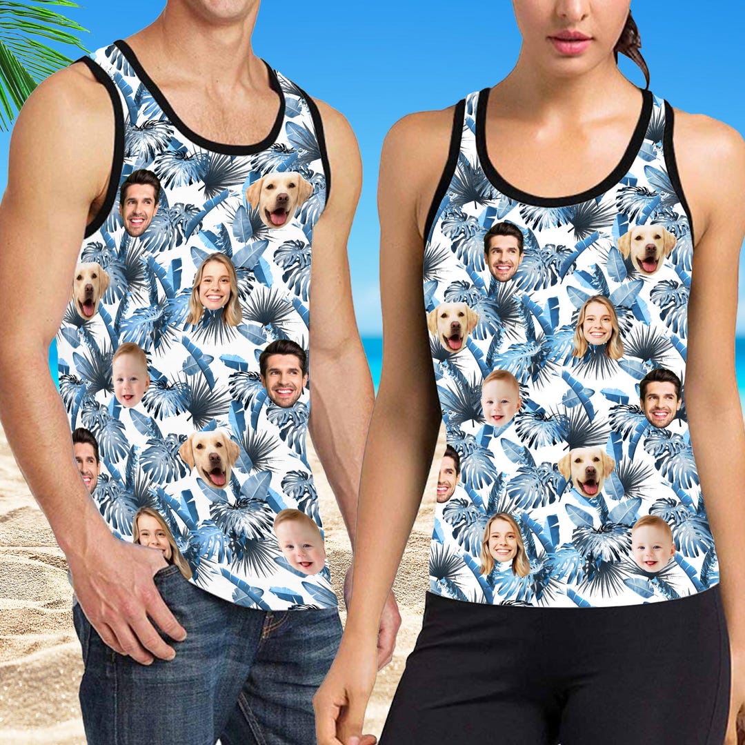 Custom Hawaiian Tank Tops, Personalized Face Tank Tops, Bachelor Party ...