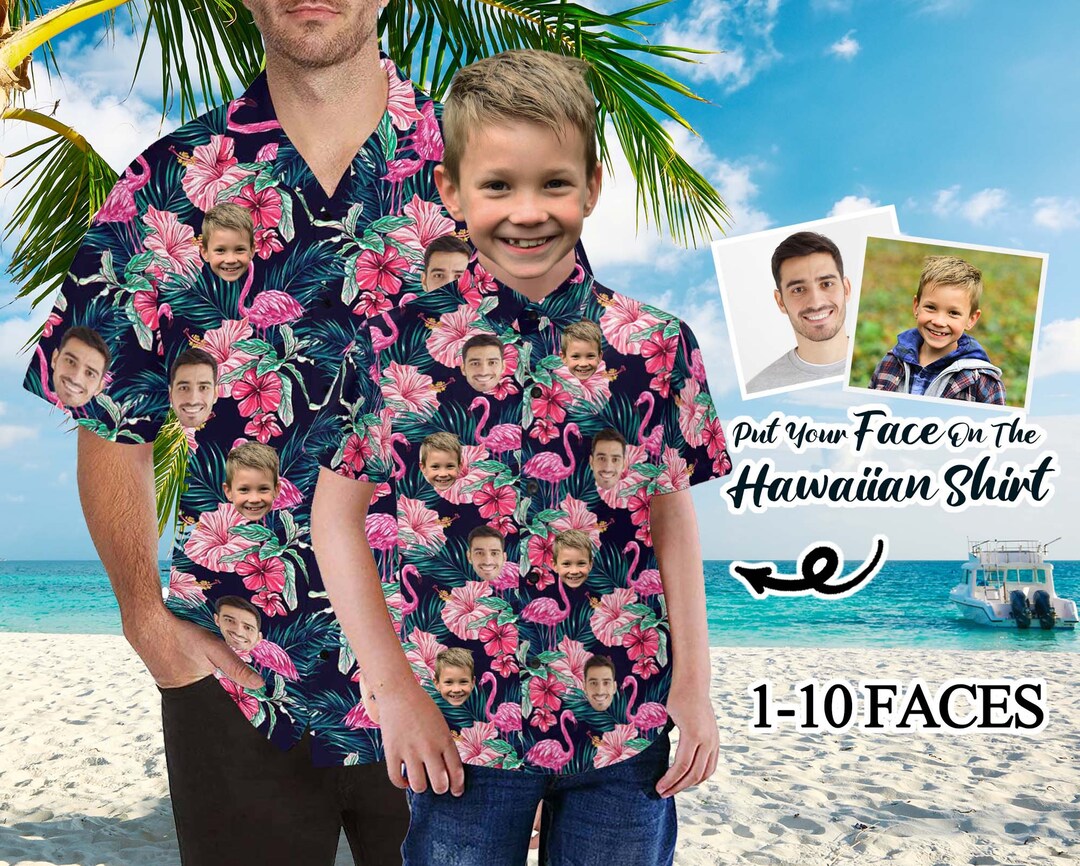 Custom Photo Flamingo Hawaiian Shirt: Matching Father & Son Aloha Shirt ...