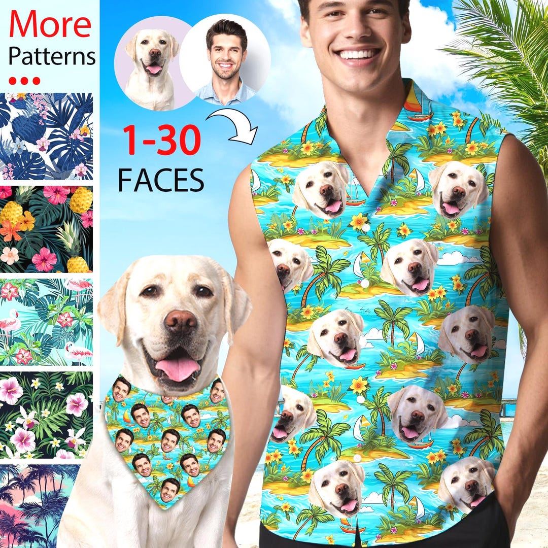 Custom Pet Face Hawaiian Sleeveless Shirt: Aloha Dog Shirt - Etsy