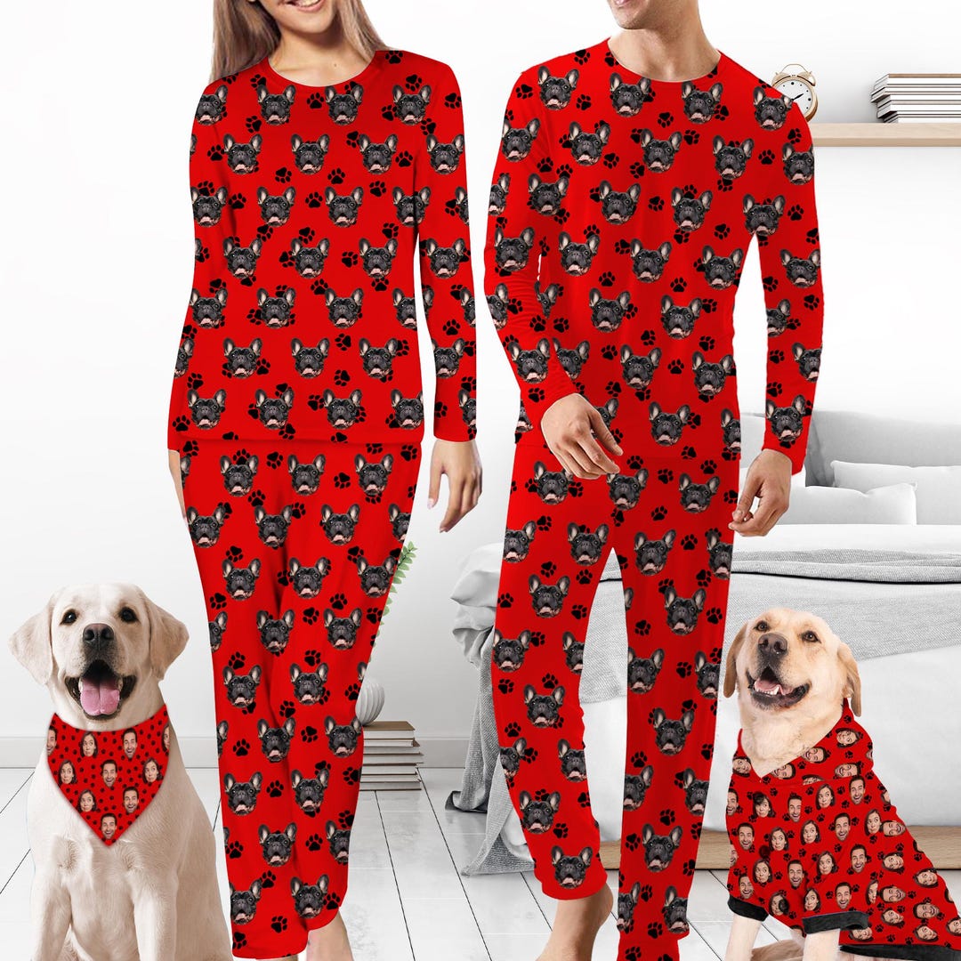 Personalized Dog Cat Pajamas Set, Family Sleepwear Set Christmas, Face ...