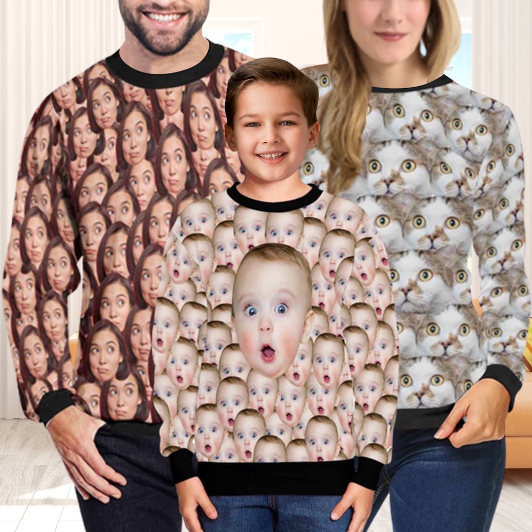 Custom Face Sweatshirt, Custom Photo Sweater, Personalized Face ...