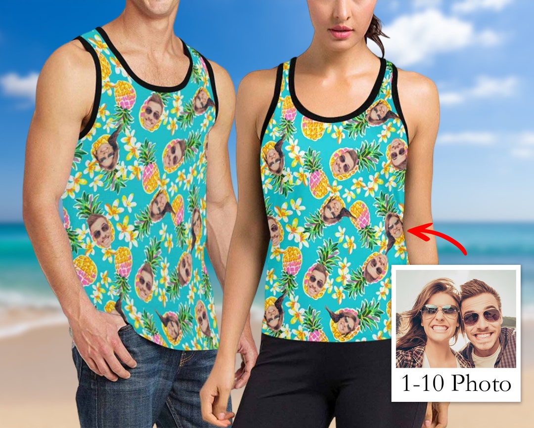 Custom Hawaiian Tank Tops, Face Tank Top, Personalized Photo Tank Top ...