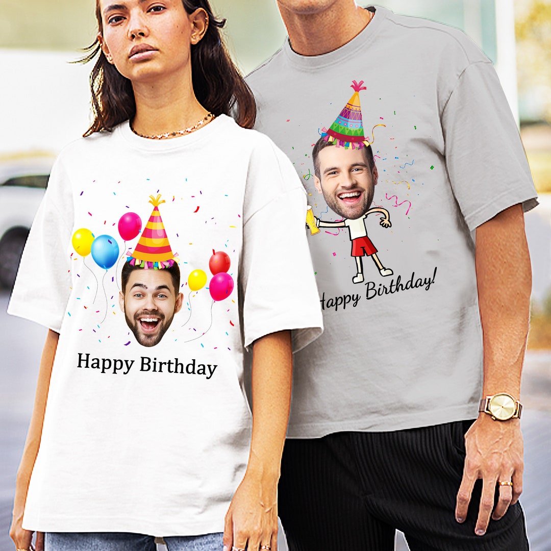 Custom Birthday T-shirt, Custom Photo Birthday Shirts, Birthday Face ...
