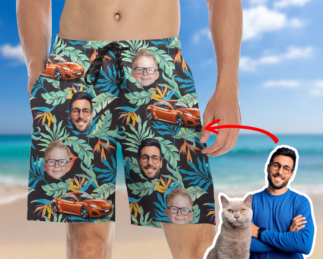 Custom Swim Trunks With Face, Personalized Face Swimwear, Custom Men ...