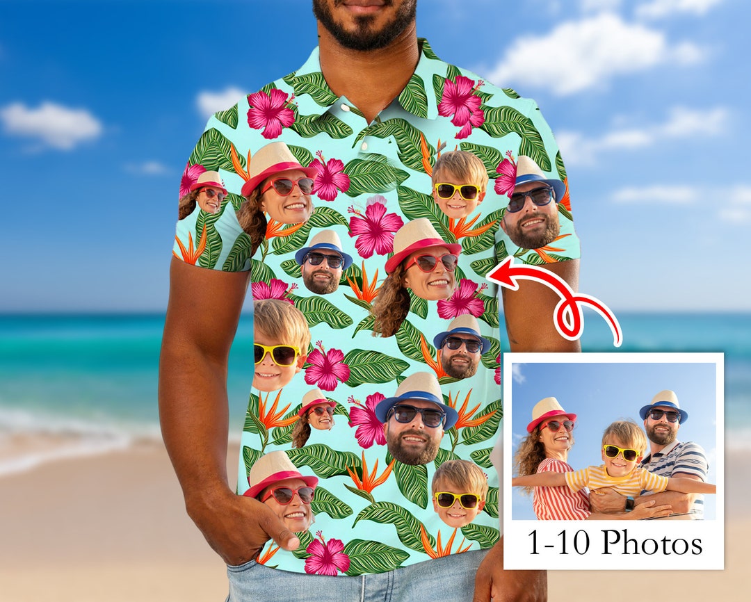 Custom Hawaiian Polo Shirt With Photo, Personalized Photo Polo Shirt ...