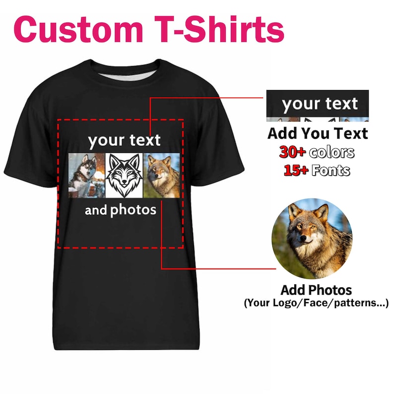 Custom Photo Collage T-shirt: Personalized Design, All Over Print - Etsy