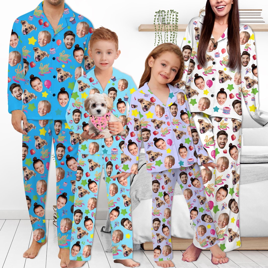 Custom Face Birthday Pajama Sets, Happy Birthday Pajamas, Family ...