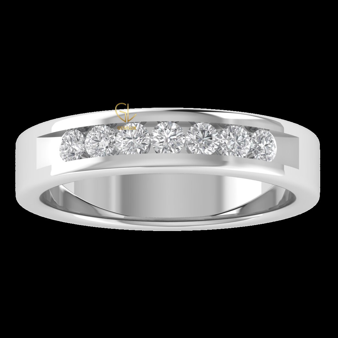 Seven Stone Engagement Ring, Certified Natural Diamond Round Cut GH SI1 ...