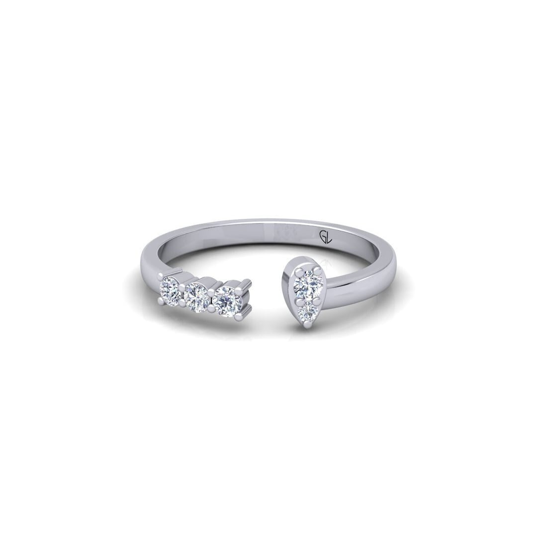 Dainty Open Cuff Diamond Band, Lab Grown Diamond Round Cut EF/VVS1 ...
