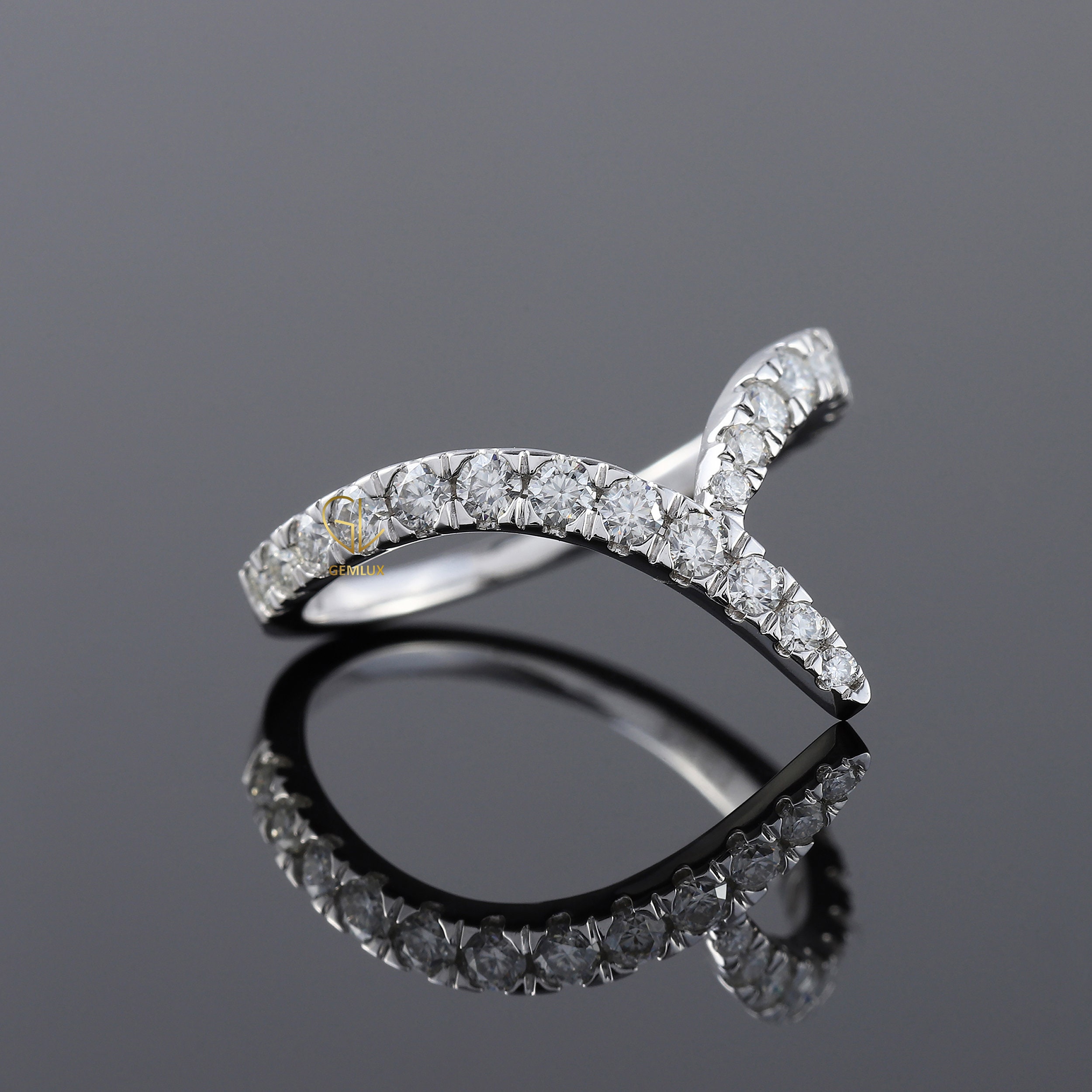 Art Deco Curved Wedding Band Curved Ring for Women Chevron - Etsy