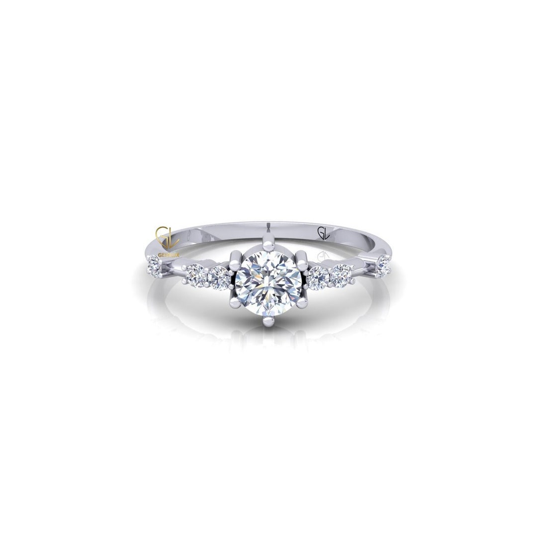 Vintage Seven Stone Ring, Art Deco Ring, Certified Natural Diamond ...