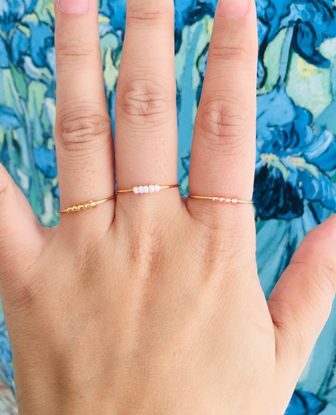 Anxiety Gold Ring Anti Stress Beads Adjustable Tiny Bead - Etsy