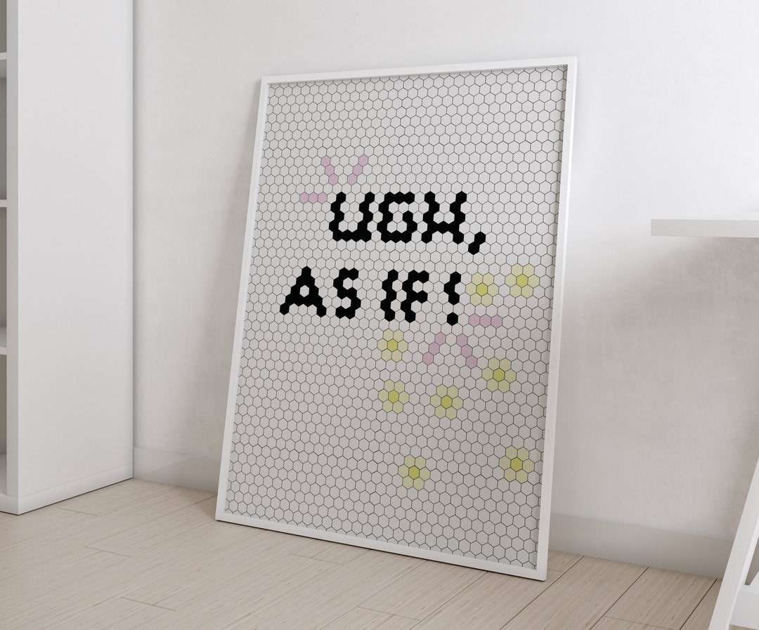 Ugh, as If! - Hexagon Tile Wall Art Print With Pink Yellow Flowers ...