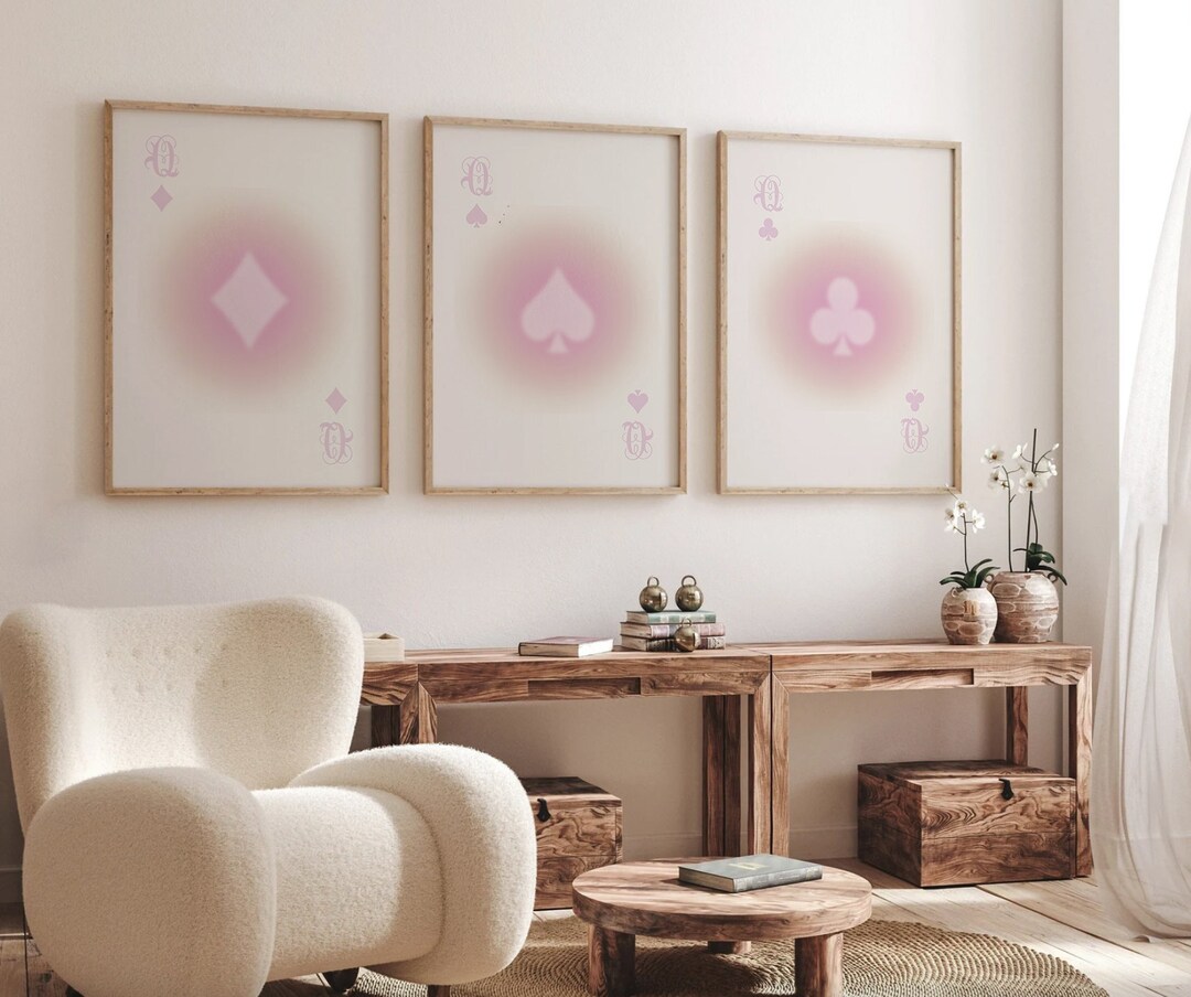 Set of 3 Playing Card Pastel Gradient Wall Art Print YOUR - Etsy