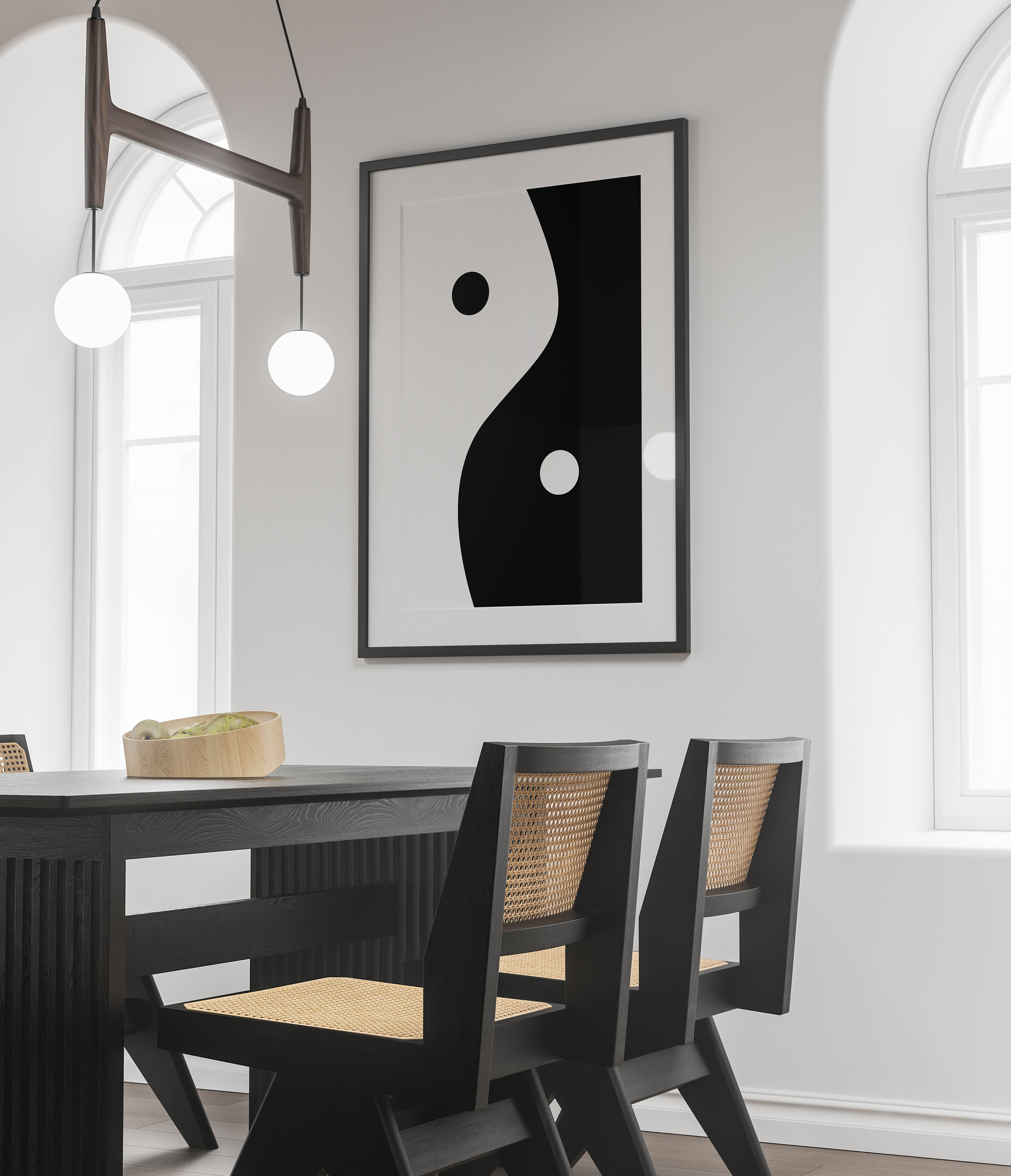 Funky Yin Yang Decorative Digital Art Print Black and White Printable ...