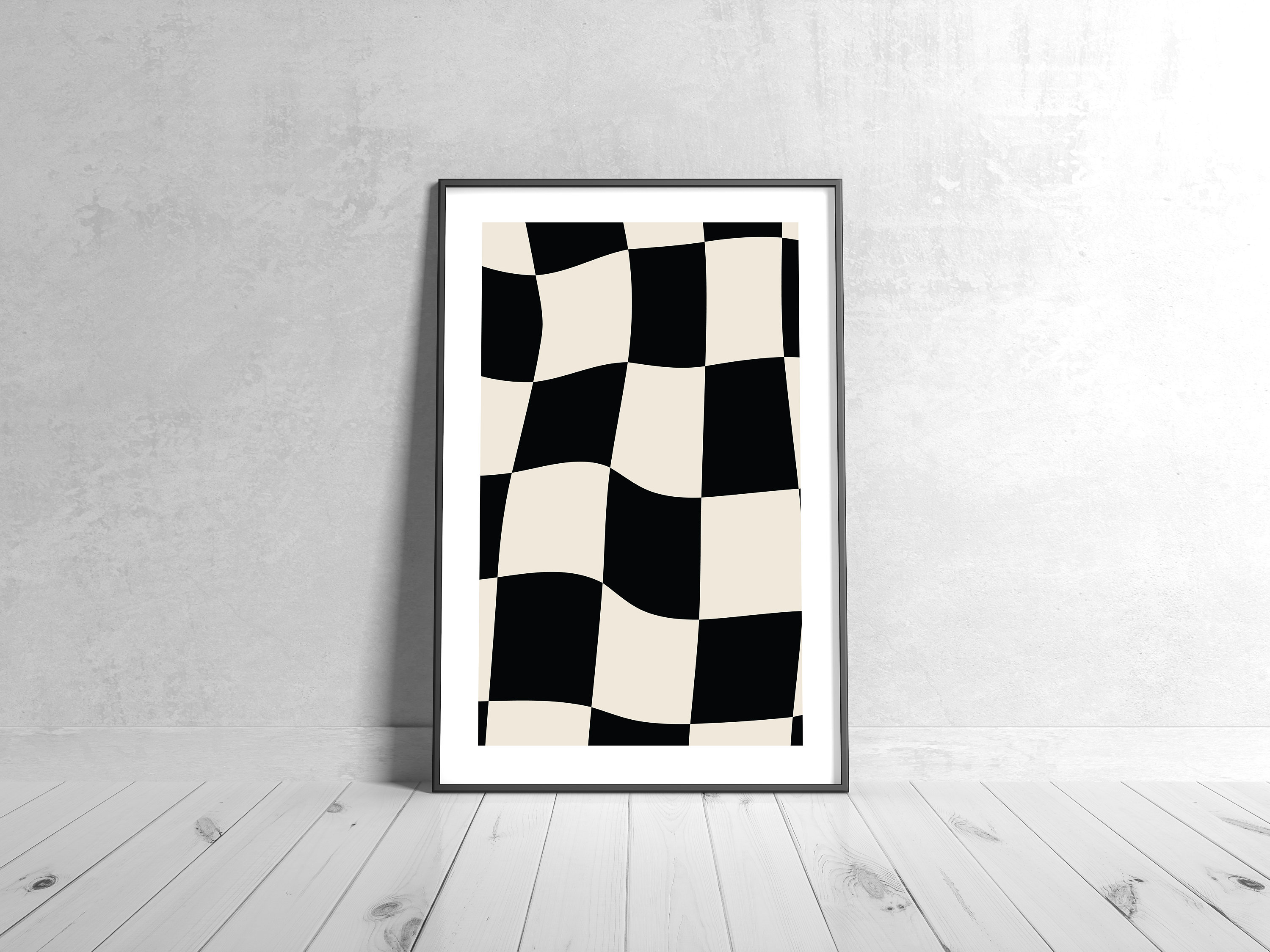 Funky large and Medium Size Square Posters Checkered Wavy - Etsy