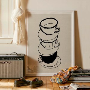 Set of 3 Black Ink Paint Stroke Still Life Sketch Wall Art Print *STILL ...