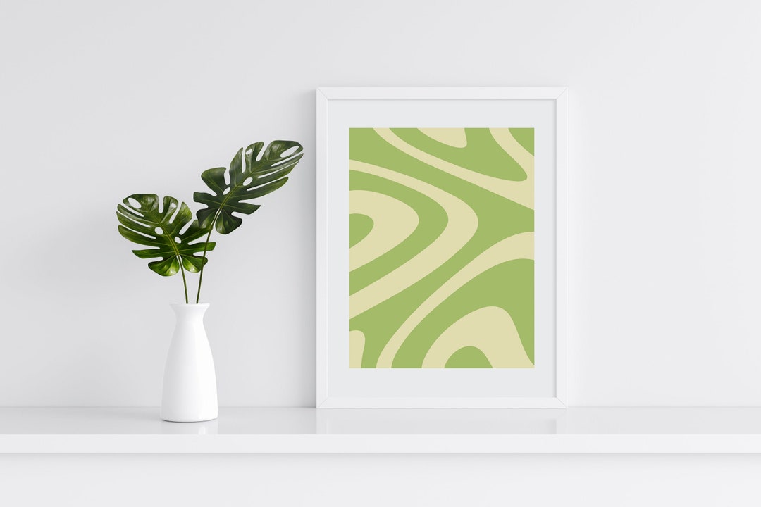 Retro-style Marble Print Trendy Digital (printable) Art Print, Green ...