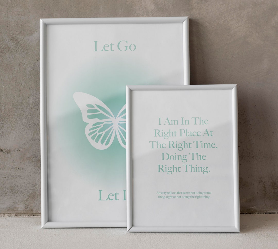 Set of 2 | Pastel Green Digital Posters | Anxiety Reminder | Let Go and ...
