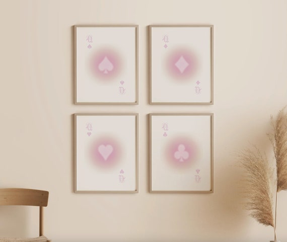 Set of 4 Playing Card Pastel Gradient Wall Art Print YOUR - Etsy