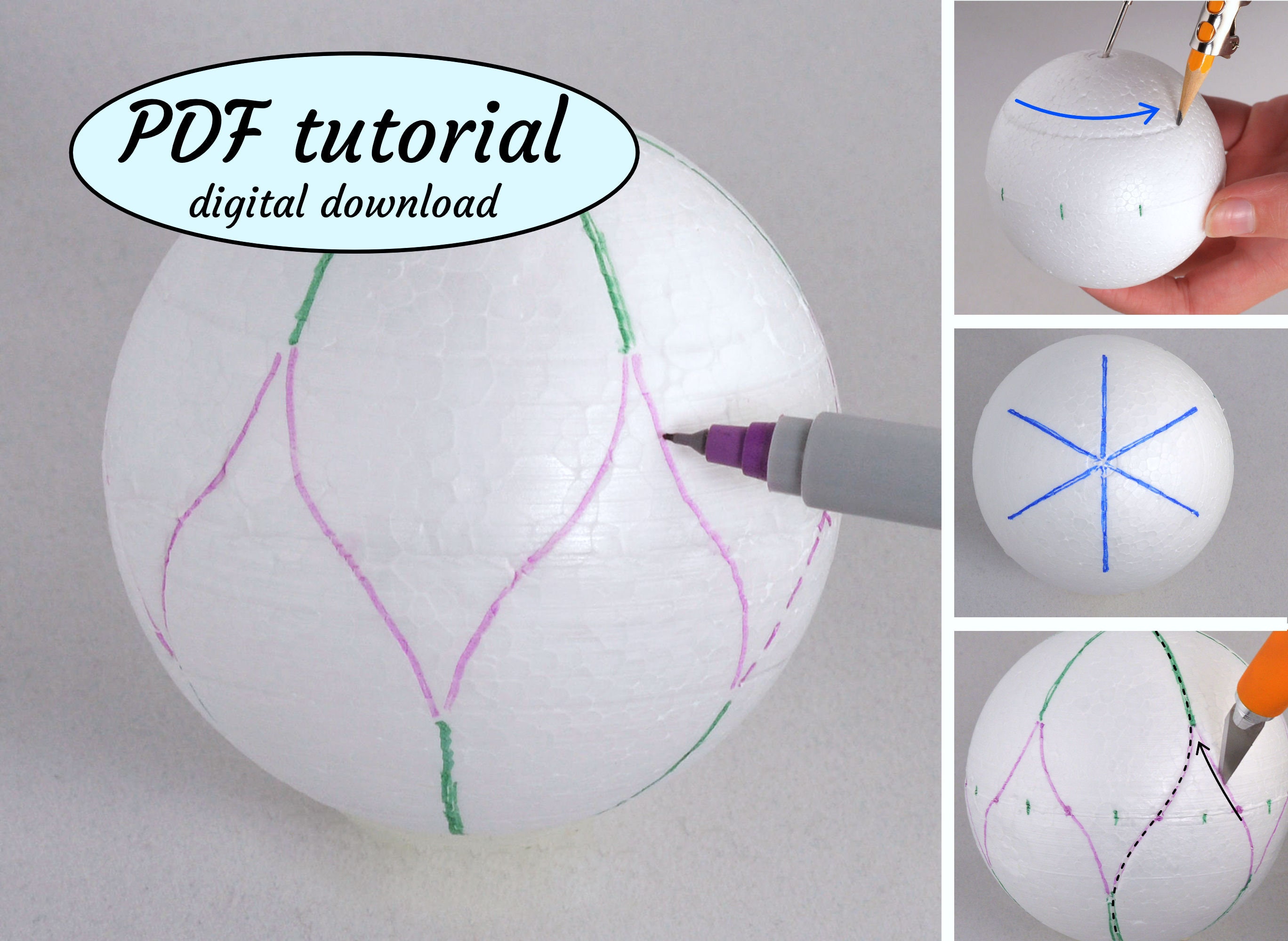 Petal Pattern Drawing and Cutting Tutorial for Kimekomi Ornaments ...