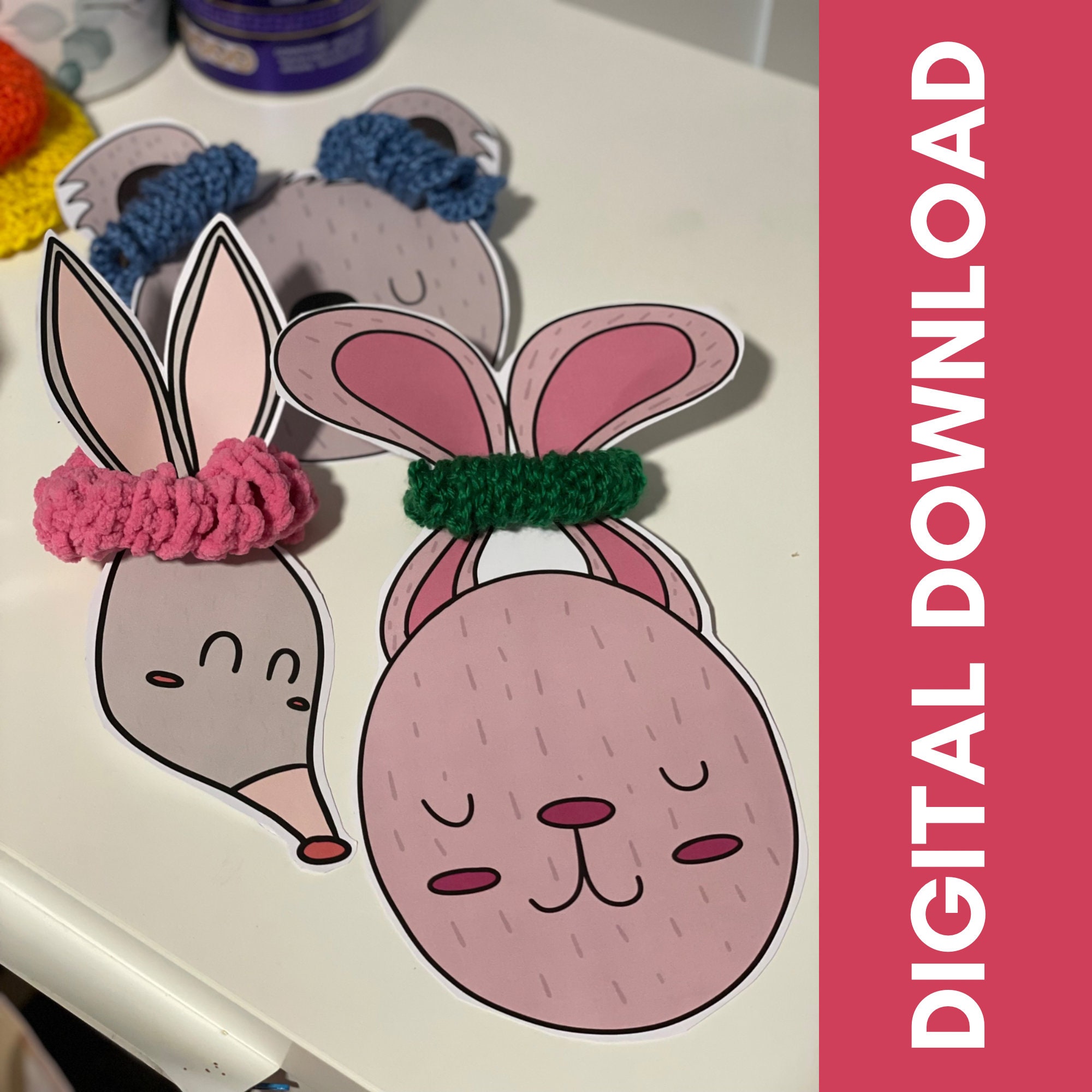 Printable Messy Bun Display Card Scrunchies Ear Warmers Beanies Digital ...