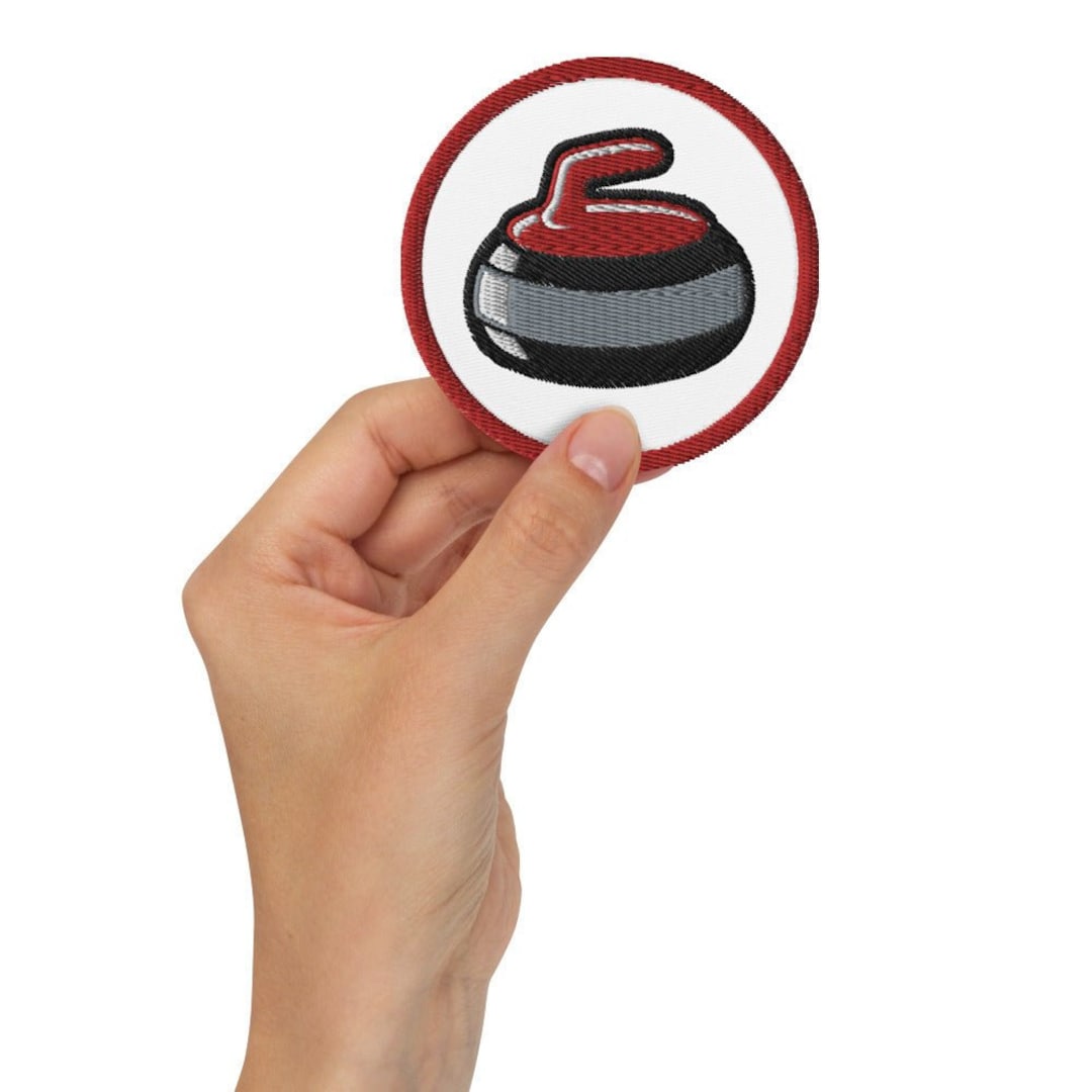 Curling Stone Embroidered Patches - Etsy