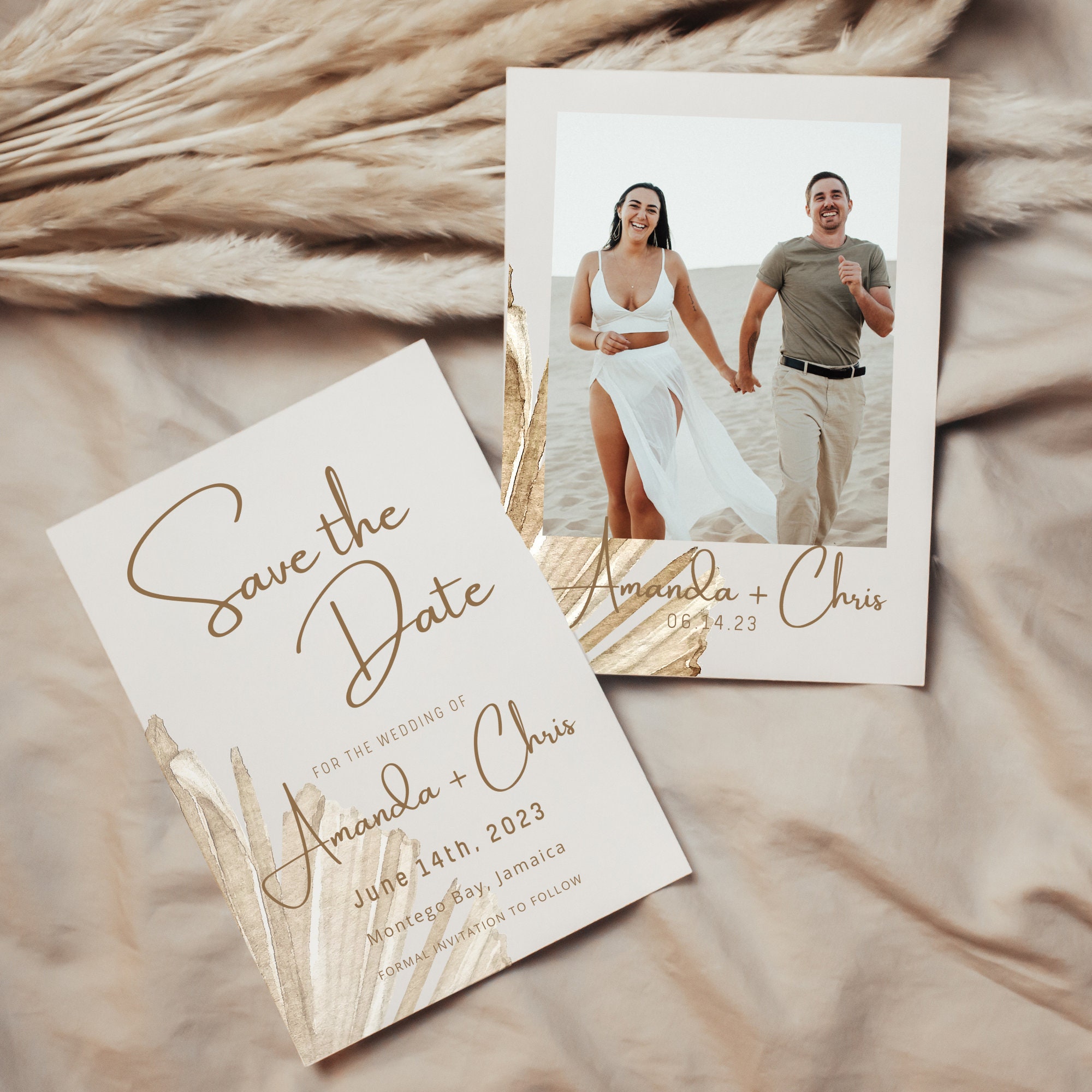 Destination Wedding Save the Date Engagement Save the Dates Dried Palm ...