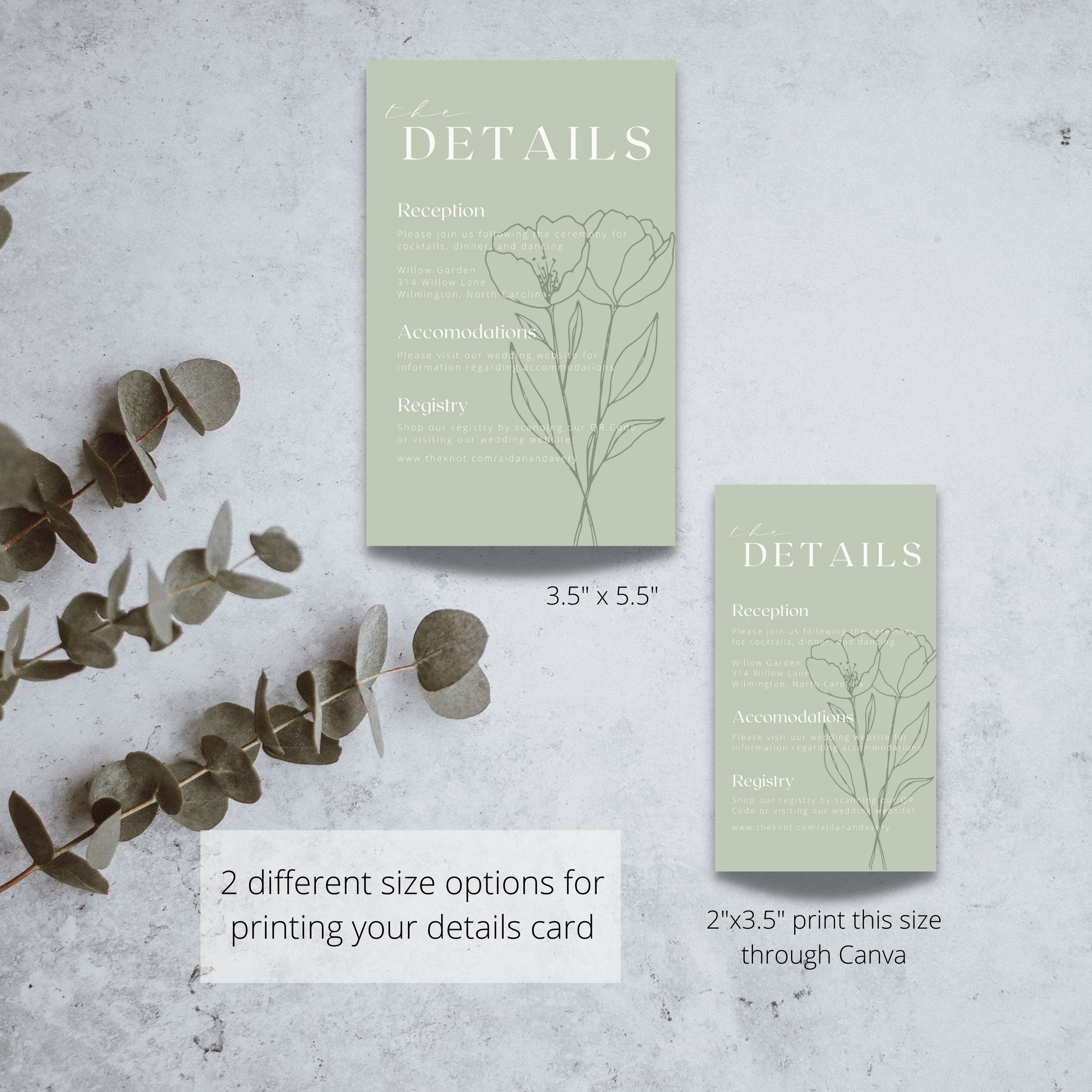 Sage Green Wedding Invitation Template Editable Minimalist Wedding ...