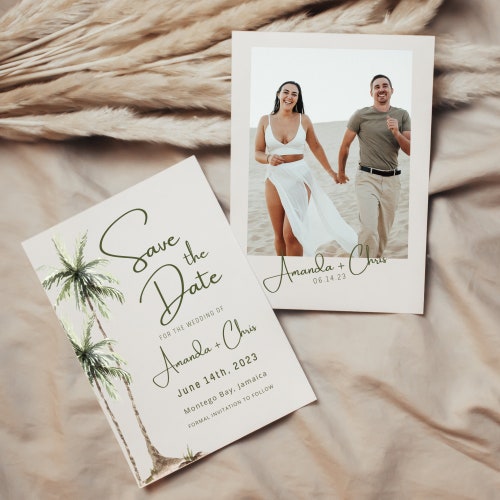 Palm Tree Save the Date Template Engagement Save the Dates - Etsy