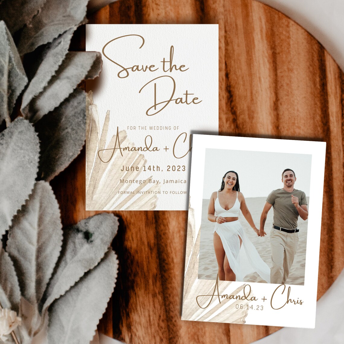 Destination Wedding Save the Date Engagement Save the Dates Dried Palm ...