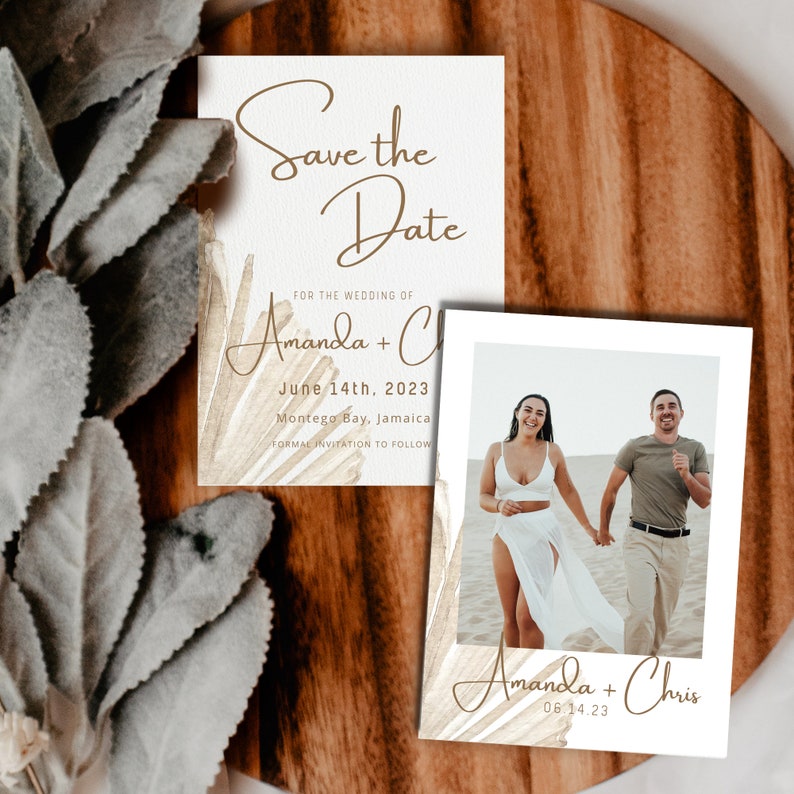 Destination Wedding Save the Date Engagement Save the Dates Dried Palm ...