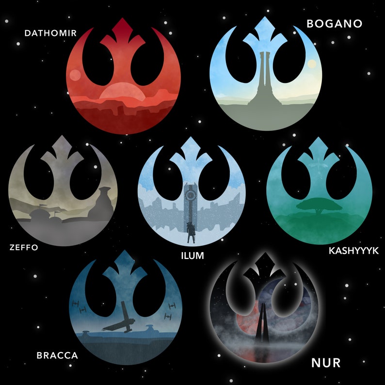 Star Wars Rebel Alliance Symbol Planets Stickers | Etsy