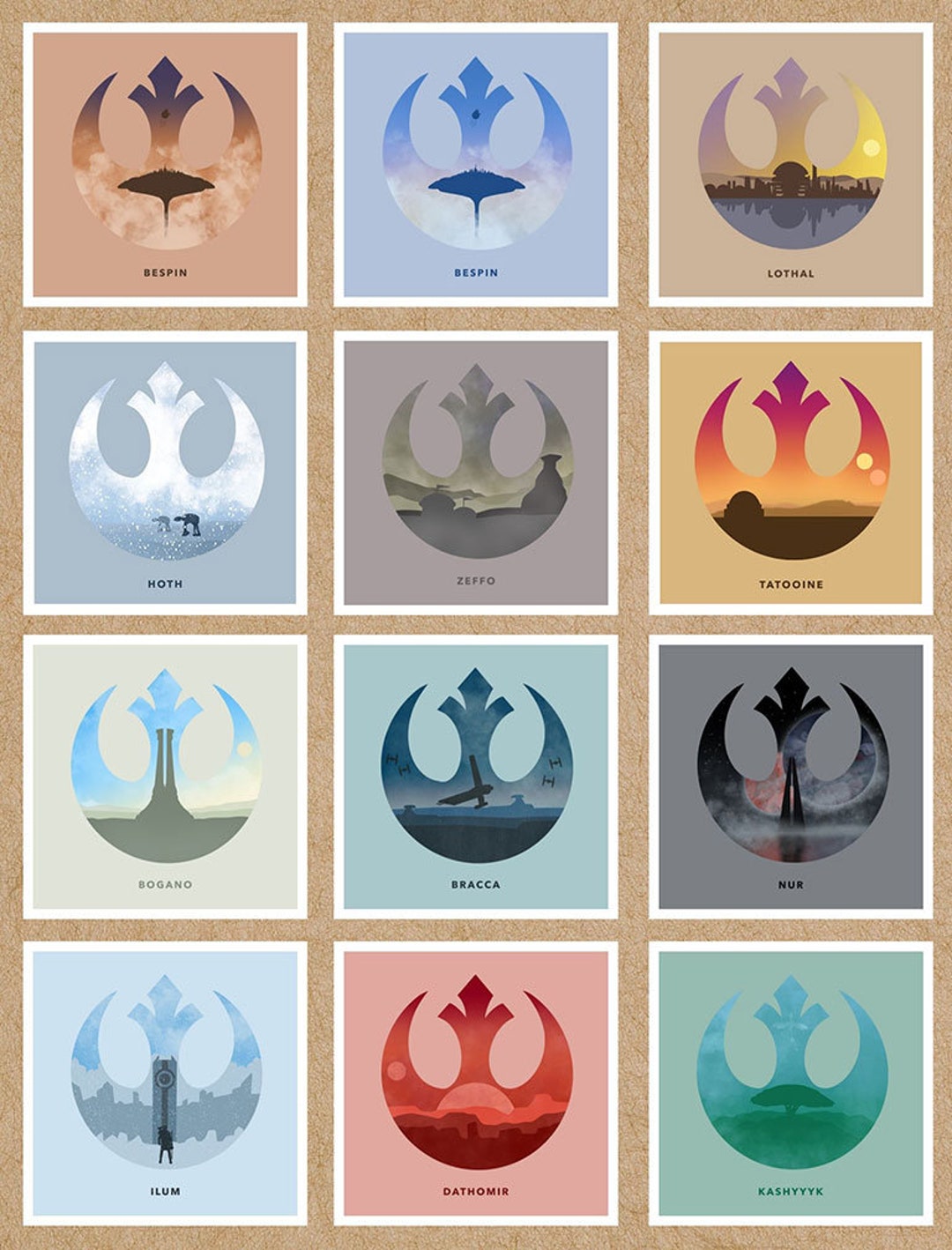 Star Wars Rebel Alliance Symbol Planets Prints - Etsy