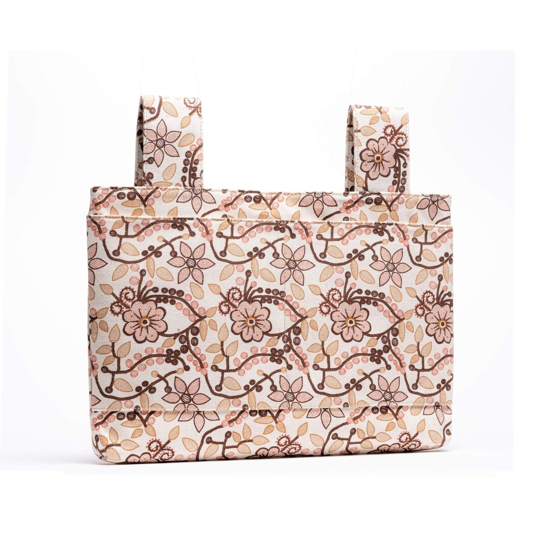 Beige Walker Bag Rollator Tote With Pockets Floral Print Beautiful ...
