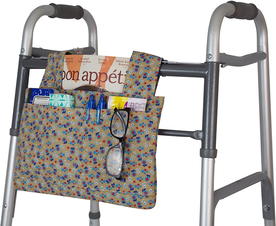 Floral Walker Rollator Bag, Stylish Mobility Aid Tote (15x10.75x2 ...
